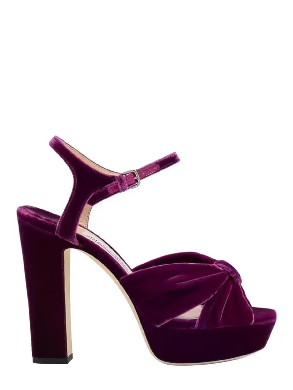JIMMY CHOO 120mm Heloise Velvet Sandals - Purple