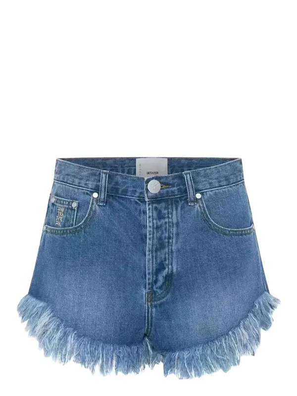 ONETEASPOON Frayed-hem Denim Shorts - Blue
