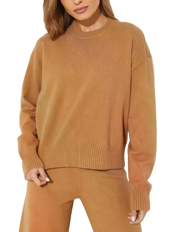 YVES SALOMON Round-neck Sweater - Brown