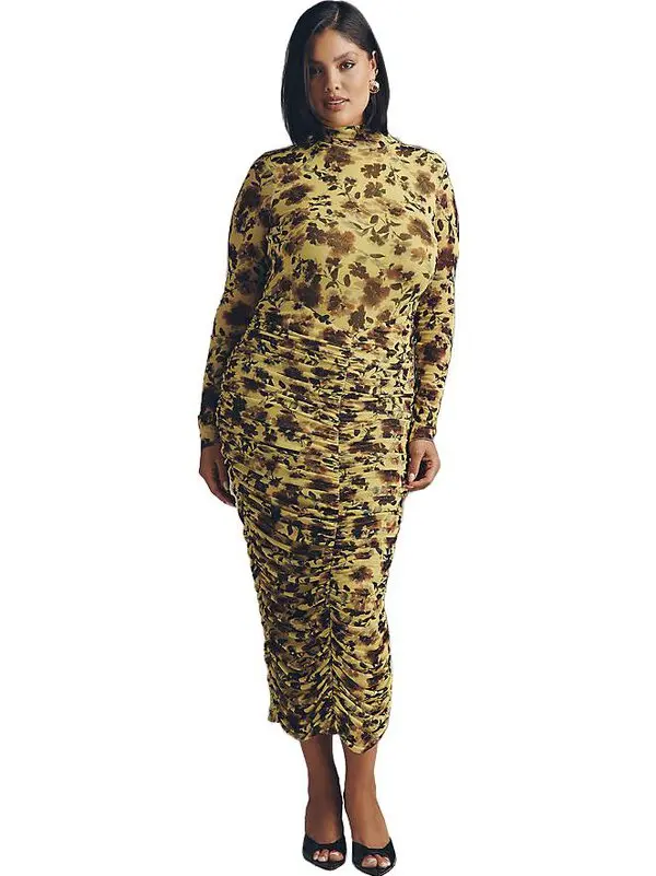 AFRM Cruz Long-sleeve Maxi Dress - Citron Haze Floral