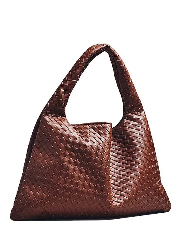 Anthropologie Woven Faux Leather Slouchy Tote - Chocolate