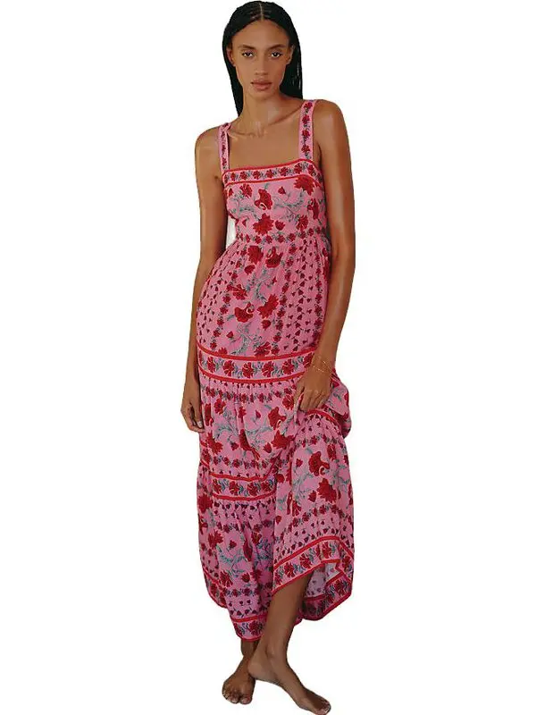 Beach Riot Square-neck Maxi Dress - Redwood Floral