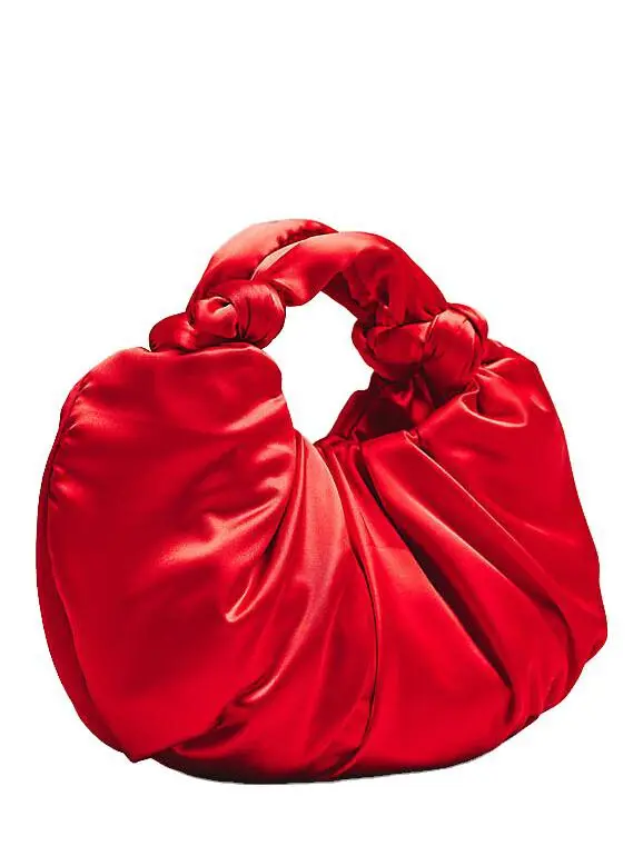 Anthropologie Slouchy Satin Knotted Bag - Red