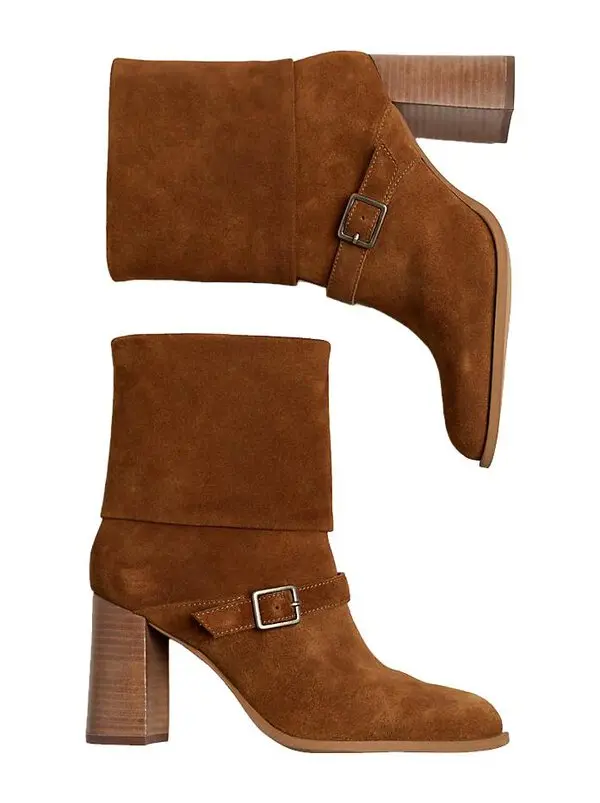 Seychelles Pleaser Foldover Ankle Boots - Brown Suede
