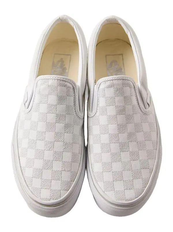 VANS Checkered Metallic Platform Slip-ons - Metallic Silver