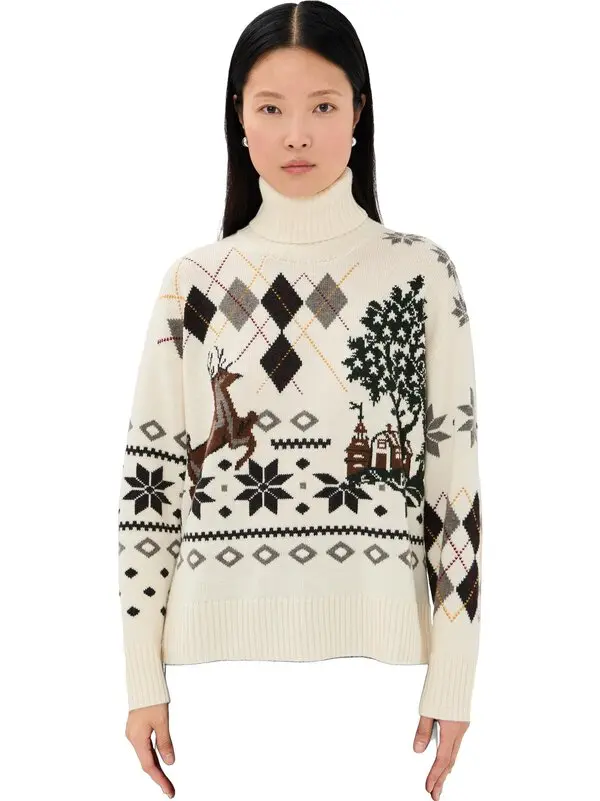 Monse Fair Isle Roll Neck Sweater - Ivory