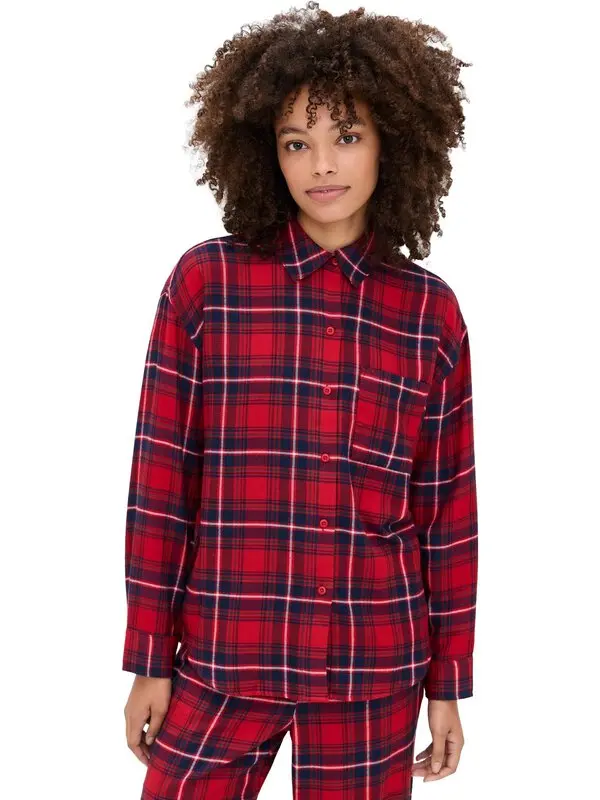 Z Supply Plaid Button-up Shirt - Haute Red