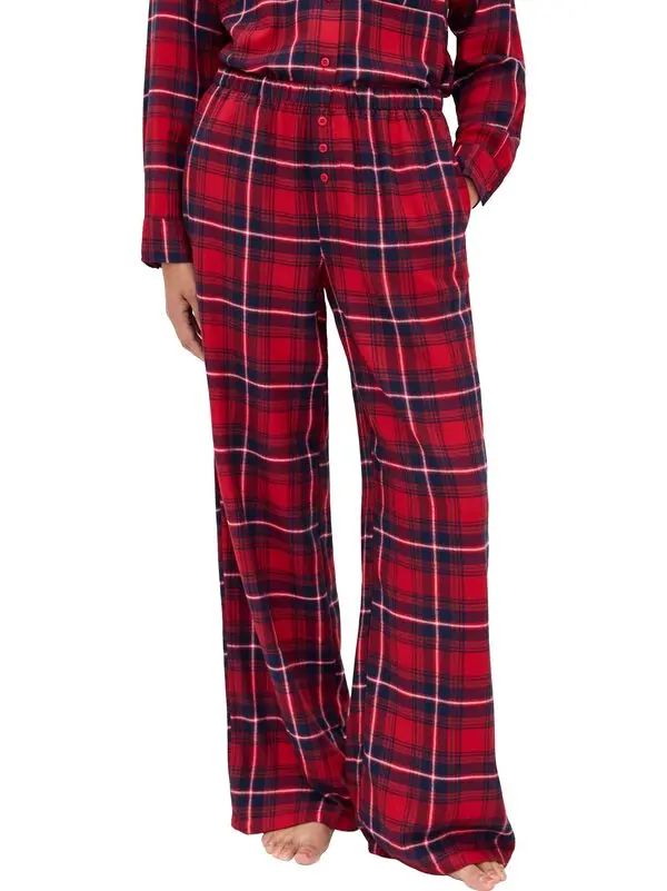Z Supply Plaid Twill Flannel Pants - Haute Red