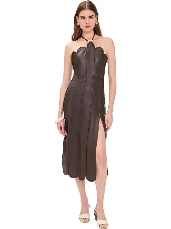 Azulu Leonor Faux Leather Dress - Espresso