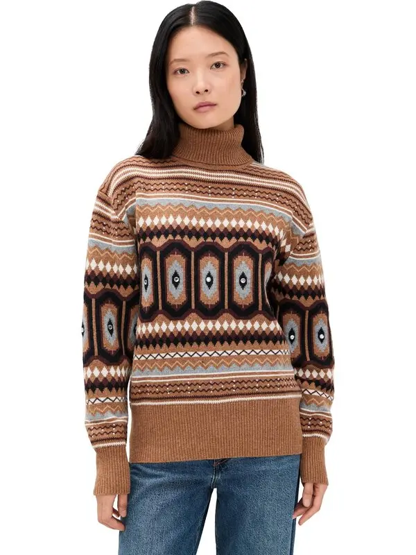 ALIGNE Christine Fair Isle Sweater - Brown