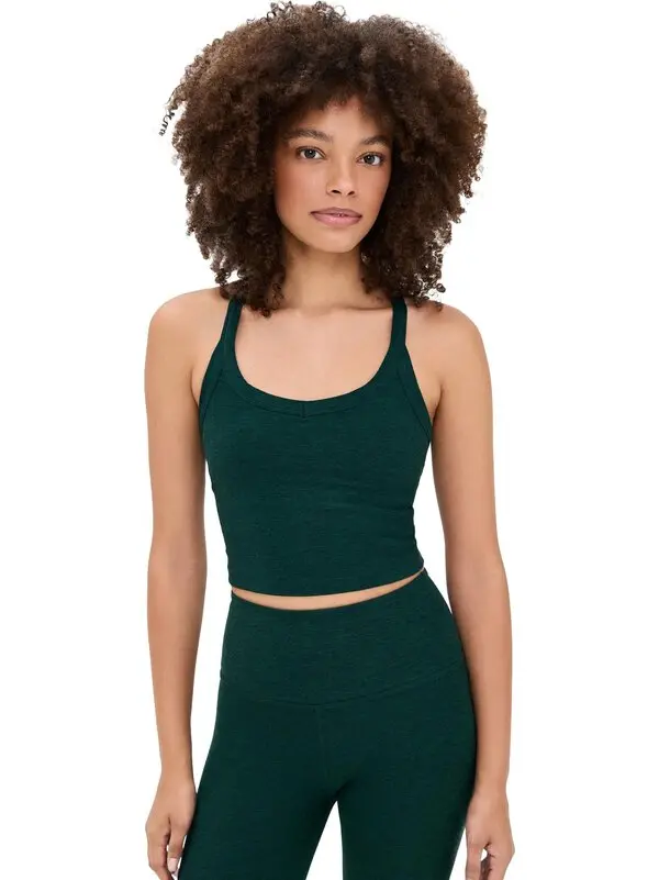 Beyond Yoga Spacedye On The Up Cropped Tank - Dark Spruce Green Heather