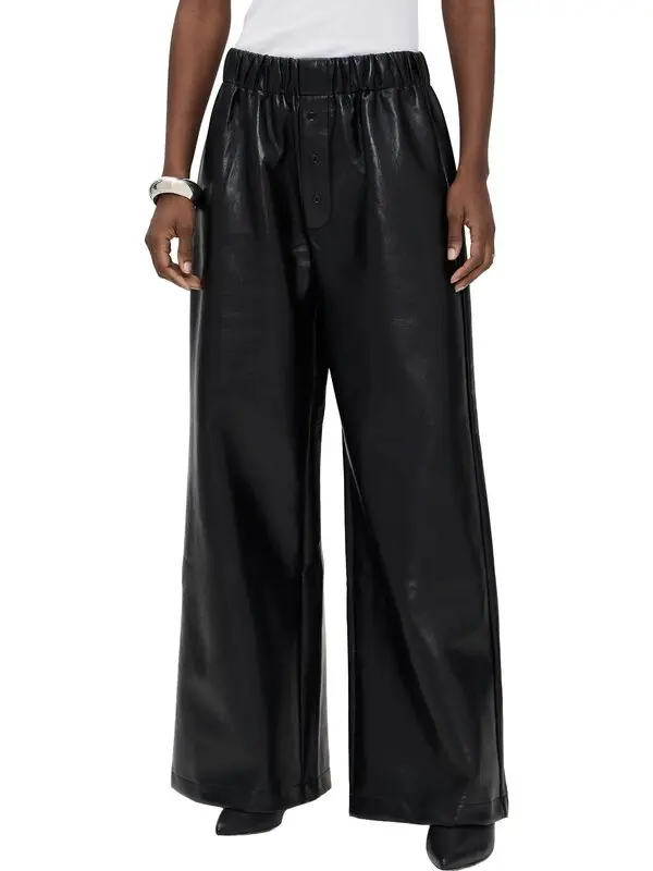 MOTHER Faux Leather Trousers - Black