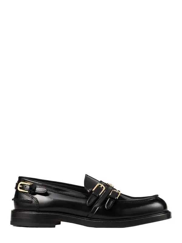 Sandro Leather Loafers With Buckles - Black