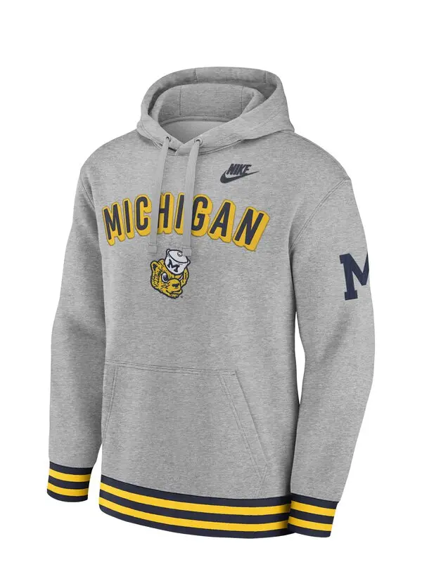 Nike Michigan Legacy Retro College Pullover Hoodie - Grey