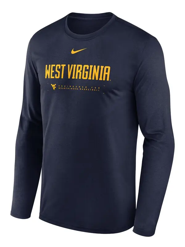 Nike West Virginia Courtside Basketball Shootaround Legend Dri-fit College Long-sleeve T-shirt - Blue