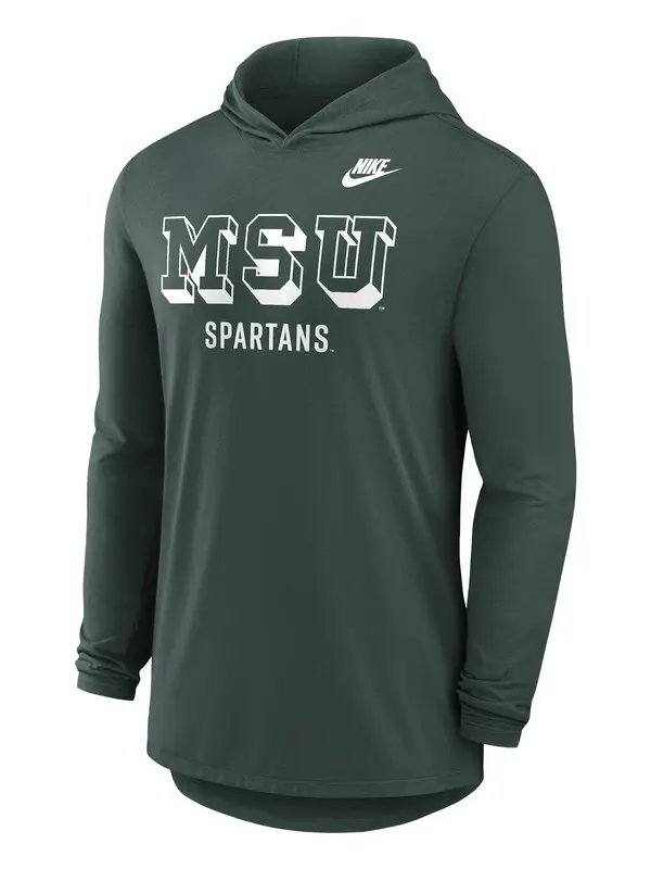 Nike Michigan State Legacy Dri-fit College Long-sleeve Hooded T-shirt - Green