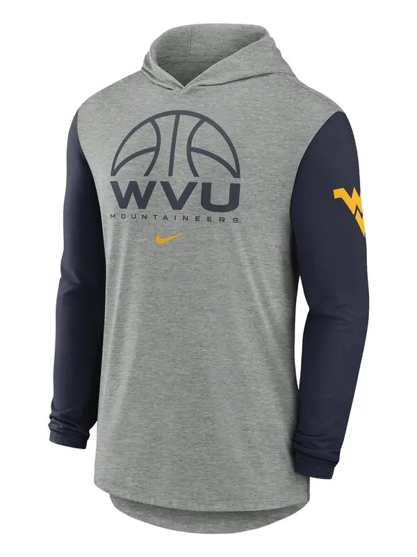Nike West Virginia Basketball Dri-fit College Long-sleeve Hooded T-shirt - Grey