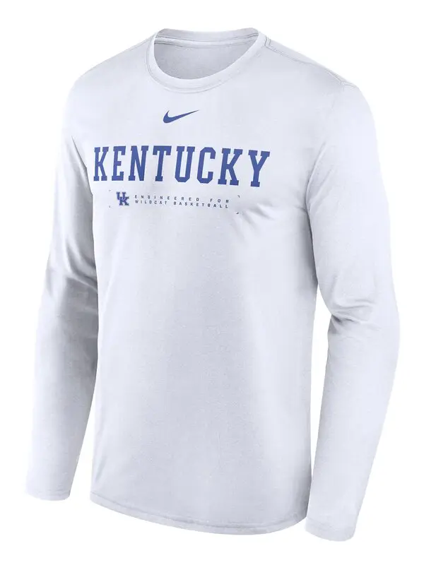 Nike Kentucky Courtside Basketball Shootaround Legend Dri-fit College Long-sleeve T-shirt - White