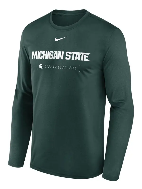 Nike Michigan State Courtside Basketball Shootaround Legend Dri-fit College Long-sleeve T-shirt - Green