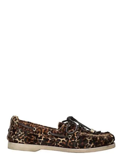 Golden Goose Leopard-print Leather Boat Shoes - Beige Comb