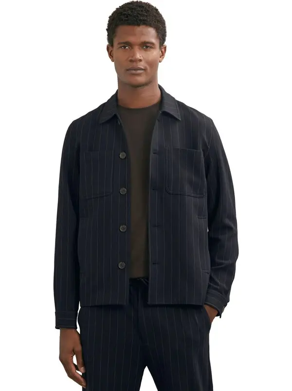 LES DEUX Pinstripe Hybrid Jacket - Dark Navy