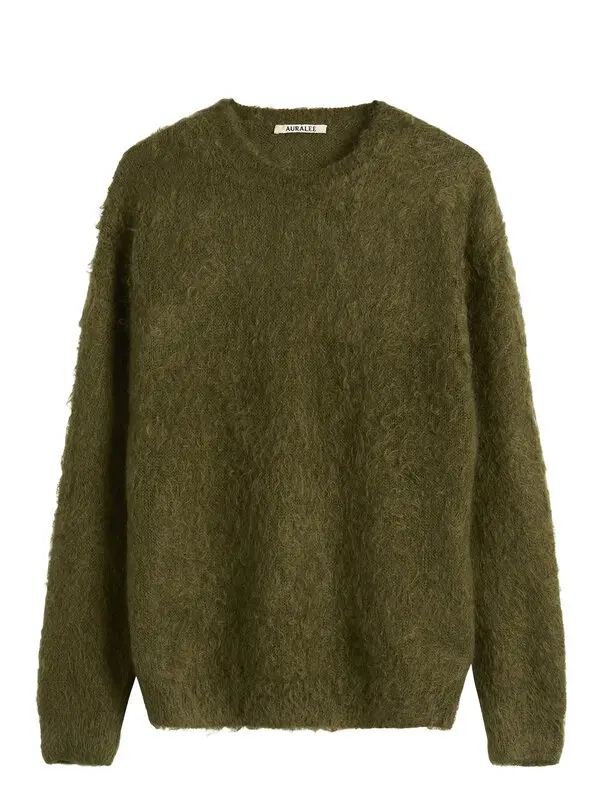 Auralee Mohair Knit Pullover - Olive