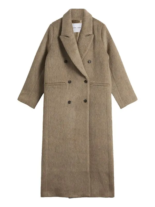 SAMSØE SAMSØE Sajilla Hairy Wool Coat - Pale Fossil Melane