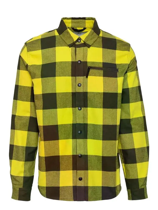 Aztech Mountain Loge Peak Check Zip Ski Shirt - Yellow