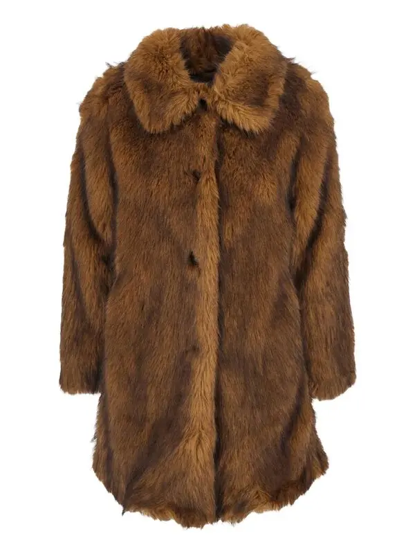 Ba&sh Lestor Faux Fur Coat With Classic Collar - Brown