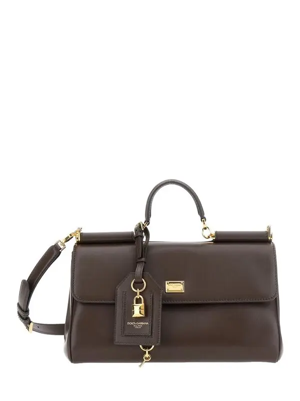 Dolce & Gabbana Handbag With Key And Padlock Detail - Brown