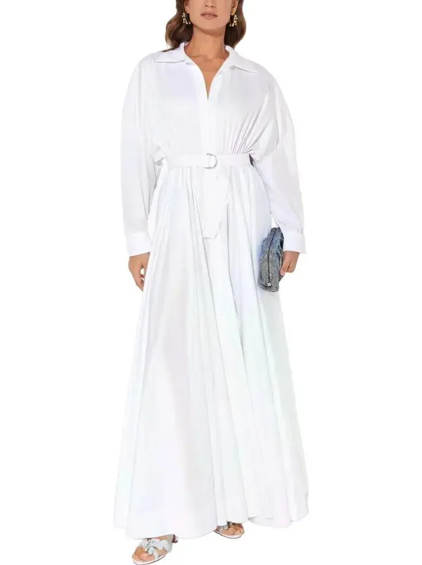 Norma Kamali Boyfriend Belted Maxi Shirt Dress - White