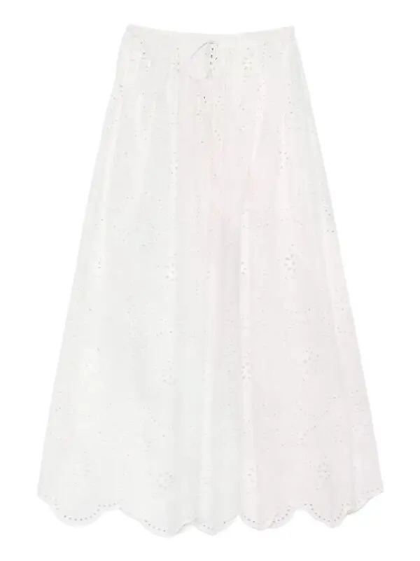 Matteau Broderie-detail Midi Skirt - White