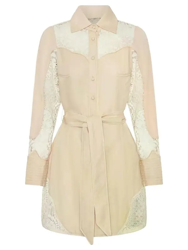 IXIAH Lace-embroidered Mini Dress - Neutrals