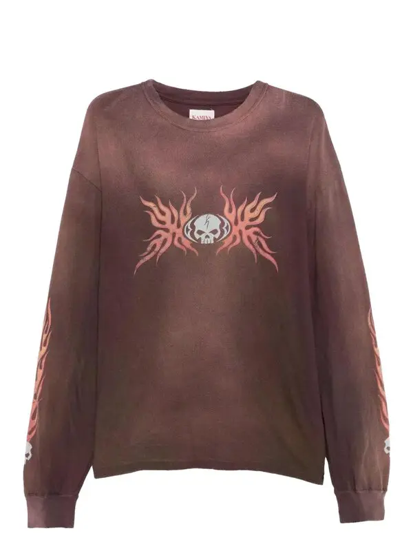 KAMIYA Skull-frame T-shirt - Brown