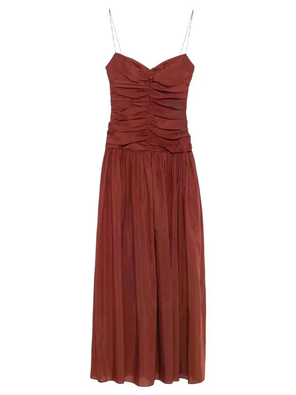 Matteau Gathered Drop Waist Maxi Dress - Brown