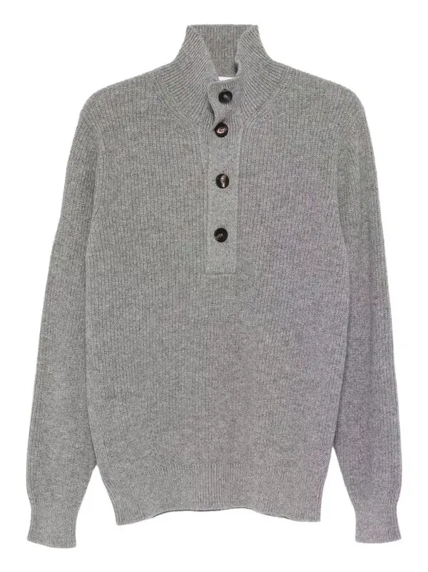 FILIPPO DE LAURENTIIS Buttoned Funnel-neck Sweater - Grey