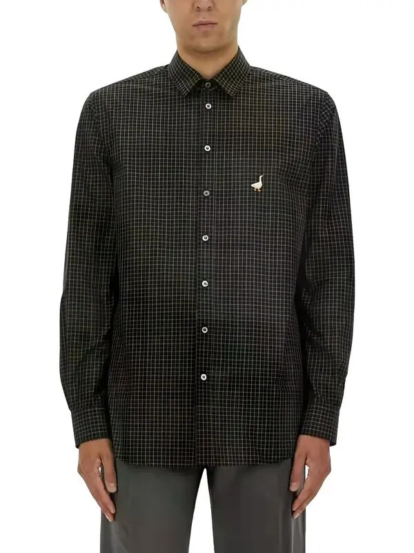 Moschino Checked-pattern Duck-detail Shirt - Black