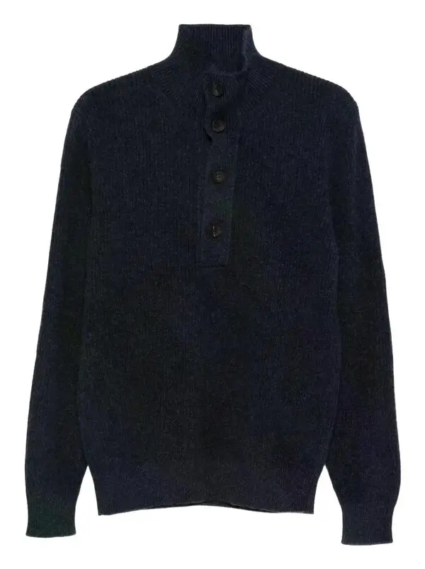 FILIPPO DE LAURENTIIS Button High-neck Sweater - Blue