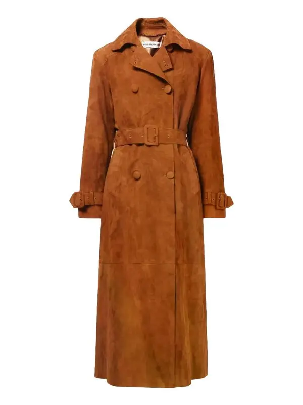 Nour Hammour Tate Double-breasted Belted Coat - Brown