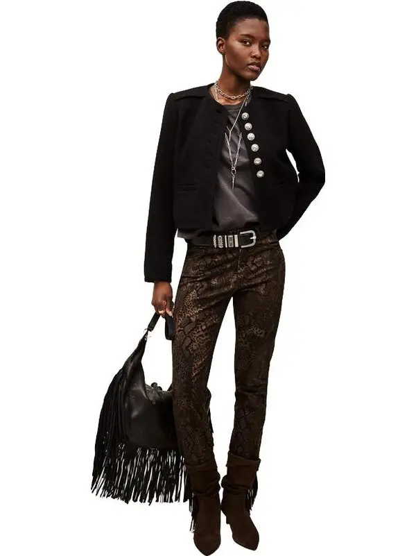 Ba&sh Polie Fringed Tweed Jacket - Black