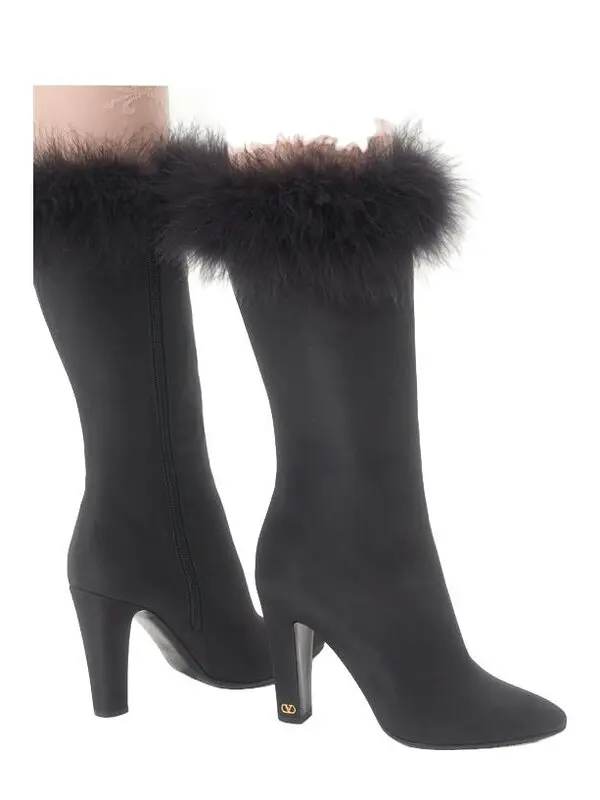Valentino Garavani Hotty Boot With Feathers - Black