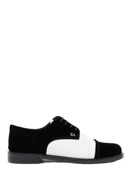 Emporio Armani Velvet Brogues With Nappa-leather Details - Black