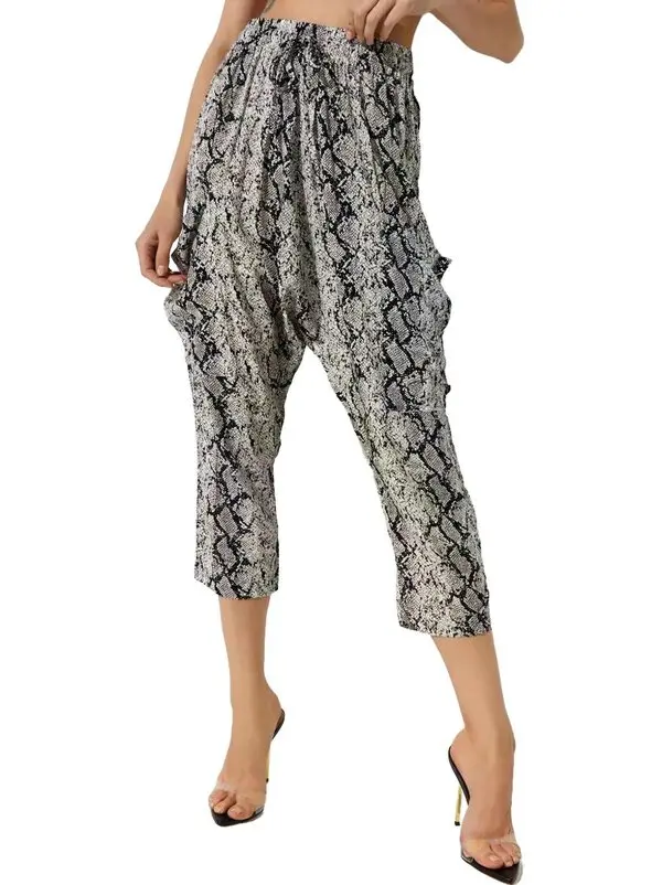 ONETEASPOON Snake-print Cropped Trousers - Grey