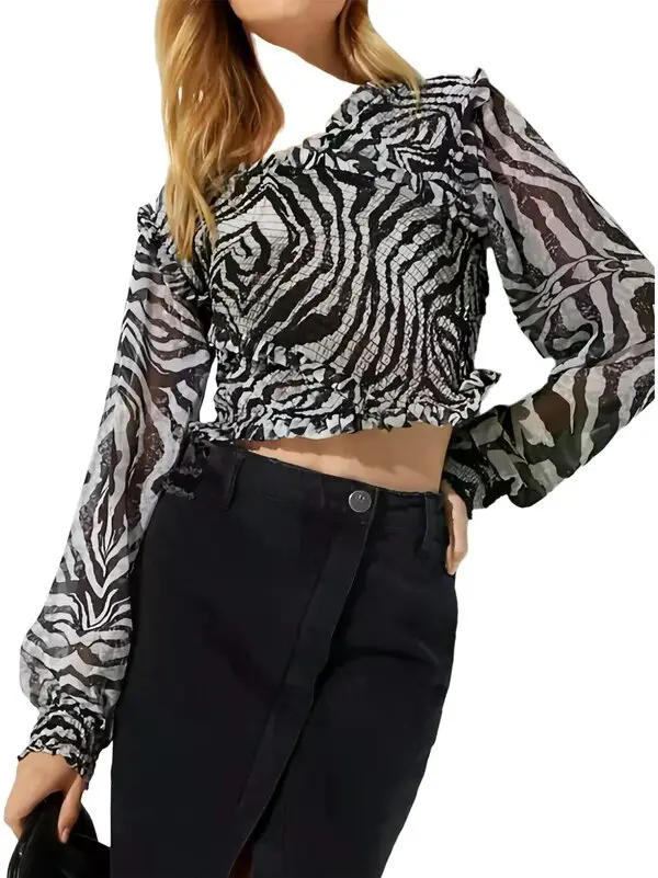ONETEASPOON Zebra-pattern Blouse - Black