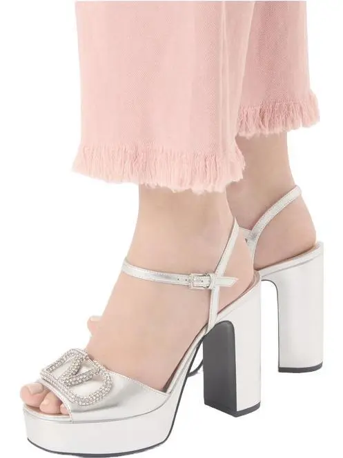Valentino Garavani Vlogo Signature Platform Sandal - Silver