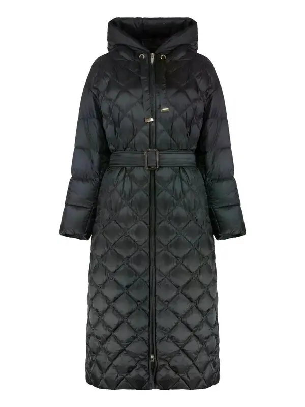 Max Mara Trepar Hooded Quilted Down Coat - Black