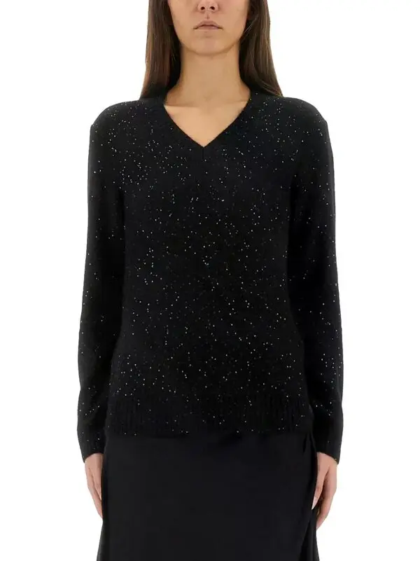 Fabiana Filippi V-neck Embellished Sweater - Black
