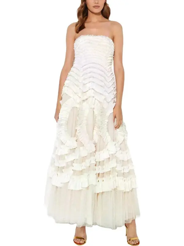 NEEDLE & THREAD Hyacinth Ruffled Gown - White