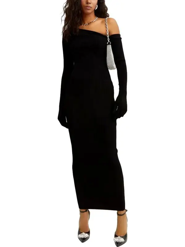 Jean Paul Gaultier Ribbed-knit Maxi Dress - Black