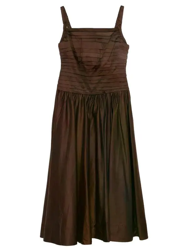 Aje Star Pleated Midi Dress - Brown
